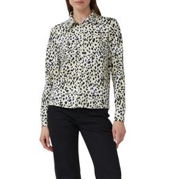 s.Oliver Damen Hemdbluse, wei&szlig;, Gr. 44, bedruckt, Jersey, Obermaterial: 95% Baumwolle, 5% Elasthan, Blusen, mit Manschetten