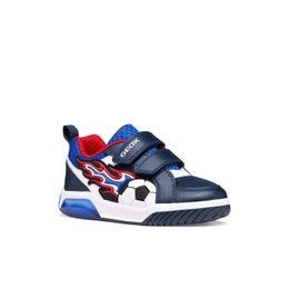 Geox M&auml;dchen Sneaker "J INEK BOY", Gr. 33navy, rot, Lederimitat, Textil, Schuhe, Klettschuh mit Blinkfunktion, Gr&ouml;&szlig;enschablone zum Download