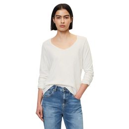 Marc O'Polo Damen Langarmshirt "aus Premium Organic Cotton", wei&szlig;, Basic, Gr. XL, MARC O'POLO DENIM, unifarben, Obermaterial: 100% Baumwolle, Shirts