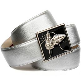 Anthoni Crown Damen Lederg&uuml;rtel, silber, Gr. 90, unifarben, Leder, G&uuml;rtel, mit handgefertigter, gl&auml;nzender Glasur-Schlie&szlig;e