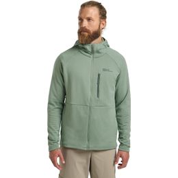 Jack Wolfskin Herren Fleecejacke "KOLBENBERG HOODED FZ M", gr&uuml;n, Gr. XXL, Oberstoff: 92% POLYESTER, 8% ELASTHAN. Futter 1:00% POLYESTER, Jacken