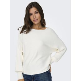 Only Damen Strickpullover "ONLADALINE L/S SHORT PULLO KNT NOOS", wei&szlig;, Gr. L, unifarben, Strick, Obermaterial: 80% Viskose, 20% Nylon, Pullover,