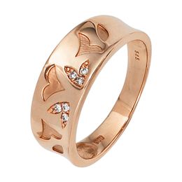Jobo Damen Diamantring, 50, SI = kleine Einschl&uuml;sse, Diamanten Ros&eacute;gold 585, rosa, Diamanten, Ros&eacute;gold 585, Fingerringe, 585 Ros&eacute;gold mit 6 Diamanten