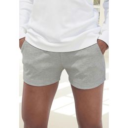 Damen Relaxshorts, BENCH. LOUNGEWEAR, Gr. 36, grau, Interlock, Graumeliert (Obermaterial): 90% Baumwolle, 10% Polyester, meliert, Basic, Hosen, mit