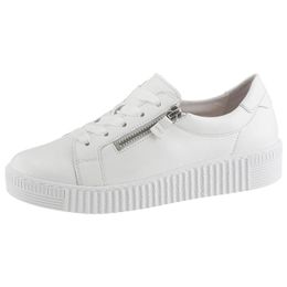 Gabor Damen Plateausneaker, Gr. 36, wei&szlig;, Leder, unifarben, Schuhe, Freizeitschuh, Halbschuh, Schn&uuml;rschuh mit zwei Rei&szlig;verschl&uuml;ssen