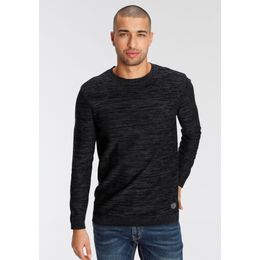 AJC Herren Rundhalspullover, schwarz, Gr. XXXL, meliert, unifarben, Feinstrick, Obermaterial: 100% Baumwolle, Pullover, in melierter Optik