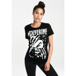 logoshirt Damen T-Shirt "Wolverine", schwarz-wei&szlig;, Gr. S, bedruckt, 100% Baumwolle, Shirts, mit lizenzierten Originaldesign