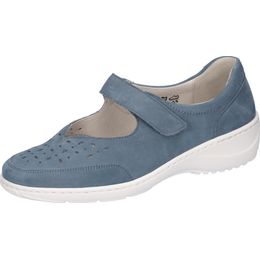 Waldl&auml;ufer WALDL&Auml;UFER Damen Klettschuh "KYA", Gr. 5,5, blau, Nubukleder, Schuhe, Spangenschuh, Komfortschuh, Ballerina mit praktischem Klettverschluss