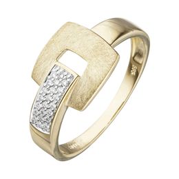 Jobo Damen Fingerring, 58, SI = kleine Einschl&uuml;sse, Diamanten Gelbgold 585, gelb, Diamanten, Gelbgold 585, Fingerringe, 585 Gold mit 22 Diamanten