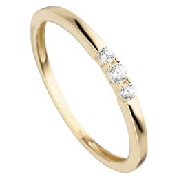 Jobo Damen Fingerring "Ring mit 3 Zirkonia", 54, Gelbgold 333, gold, Gelbgold 333, Fingerringe, 333 Gold