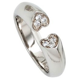 Jobo Damen Silberring "Herzen", 58, Silber 925 (Sterlingsilber), silber, Silber 925 (Sterlingsilber), Fingerringe, 925 Silber mit Zirkonia