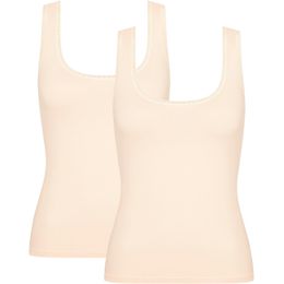 Sloggi Damen Unterhemd "GO", Gr. M, beige, Single Jersey, Obermaterial: 96% Baumwolle, 4% Elasthan, Unterhemden, zarte Spitzendetails, tiefer