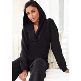 Damen Hoodie, French Connection, Gr. 48, schwarz, Obermaterial: 55% Viskose, 40% Polyester, 5% Elasthan, unifarben, Basic, Sweatshirts, mit