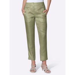Damen Leinenhoseoliv, Gr. 44, Ashley Brooke BY HEINE, unifarben, 100% Leinen, Hosen