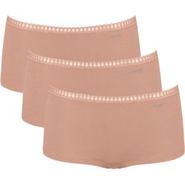 Sloggi Damen Panty "GO Crush Short C3P", Gr. Lcameo braun, Single Jersey, Obermaterial: 95% Baumwolle, 5% Elasthan, Unterhosen, mit Spitzendetails