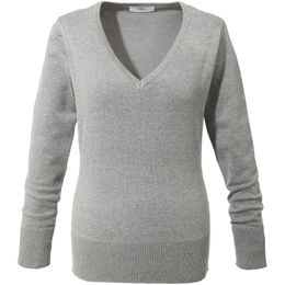 bonprix Damen Strickpullover "Feinstrickpullover", grau, Gr. 48, meliert, Strick, Obermaterial: 70% Baumwolle, 30% Polyamid, Pullover, aus