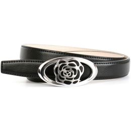 Anthoni Crown Damen Lederg&uuml;rtel, schwarz, Gr. 80, unifarben, Leder, G&uuml;rtel, mit exklusiver Koppelschlie&szlig;e