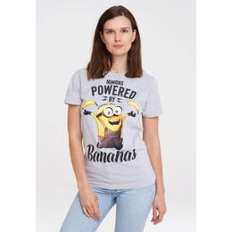 logoshirt Damen T-Shirt "Minions", grau, Gr. L, bedruckt, meliert, 92% Baumwolle, 8% Elasthan, Shirts, mit lizenziertem Print