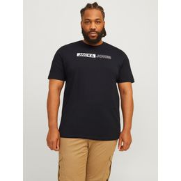 Jack & Jones PlusSize Herren T-Shirt "JJECORP LOGO TEE PLAY SS O-N NOOS PLS", schwarz, Basic, Gr. XXXL, JACK & JONES PLUSSIZE, bedruckt, Single Jersey, Obermaterial: 100%