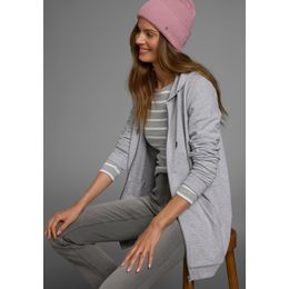 Flashlights Damen Sweatjacke, grau, Basic, Gr. 44, unifarben, Interlock, Obermaterial: 90% Baumwolle, 5% Elasthan, 5% Viskose. Kapuzenfutter: 95%