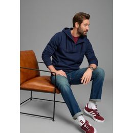 H.I.S. Kapuzensweatshirt H.I.S, Herren, Gr. S (44/46), marine, angeraute Sweatware, Obermaterial: 60% Baumwolle, 40% Polyester, unifarben, regular fit, angesetztes B&uuml;ndchen, Sweatshirts, mit Kapuze und Kordelzug, mit Rei&szlig;verschluss, Regular Fit