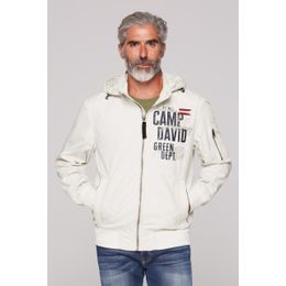 CAMP DAVID Herren Outdoorjacke, grau, Gr. S, bestickt, Web, Material: 100% Baumwolle, Futter: 100% Polyester, Jacken, mit &Auml;rmeltasche