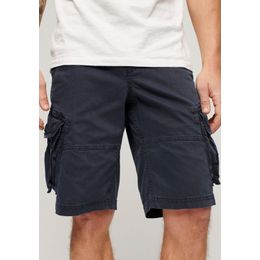 Superdry Herren Cargobermudas "CORE CARGO SHORT", blau, Gr. 30, unifarben, Web, Obermaterial: 100% Baumwolle, Hosen, Straight Fit, mit Rei&szlig;verschluss