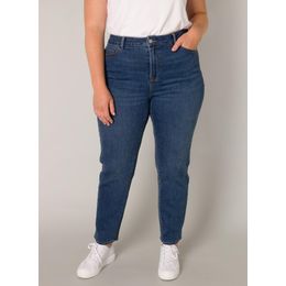 Damen Slim-fit-Jeans, blau, Gr. 54, Base Level Curvy, unifarben, Denim/Jeans, Obermaterial: 92% Baumwolle, 6% Polyester, 2% Elasthan, Jeans, in