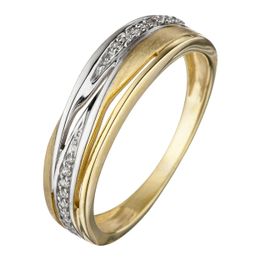 Jobo Damen Goldring, 52, Gelbgold 333, gold, Gelbgold 333, Fingerringe, 333 Gold bicolor mit 18 Zirkonia