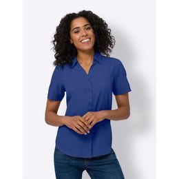 Classic Basics Damen Hemdbluse, blau, Gr. 54, unifarben, 100% Polyester, Blusen