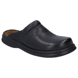 Josef Seibel Herren Clog "Max", Gr. 41, schwarz, Leder, unifarben, Schuhe, Sommerschuh, Schlappen, Urlaub, mit gepolsterter Innensohle