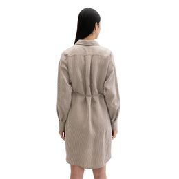 Marc O'Polo MARC O'POLO Damen Blusenkleid, beige, Gr. 44, Web, Obermaterial: 86% Viskose, 14% Polyamid, Kleider, Gestreiftes Crinkle-Blusenkleid regular fit aus