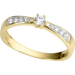 Firetti Damen Fingerring "Schmuck Geschenk Gold 333 Damenring Goldring Bicolor", 18, Gelbgold 333, 2mm, gelb, Gelbgold 333, Fingerringe, mit Zirkonia
