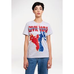 logoshirt Damen T-Shirt "Marvel - Captain America - Civil War", grau, Gr. XXL, unifarben, 100% Baumwolle, Shirts, mit trendigem Superhelden-Print