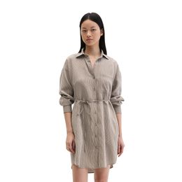 Marc O'Polo MARC O'POLO Damen Blusenkleid, beige, Gr. 40, Web, Obermaterial: 86% Viskose, 14% Polyamid, Kleider, Gestreiftes Crinkle-Blusenkleid regular fit aus