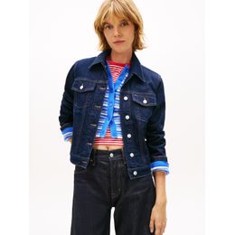 Tommy Jeans Damen Jeansjacke "CLASSIC TRUCKER EXT DI4156"denim schwarz, Gr. M, unifarben, Denim/Jeans, Obermaterial: 99% Baumwolle, 1% Elasthan,