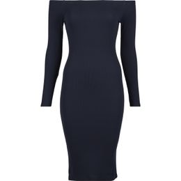 Shirtkleid Urban Classics "Urban Classics Damen Ladies Off Shoulder Longsleeve Rib Dress", Damen, Gr. M, US-Gr&ouml;&szlig;en, schwarz, 97% Baumwolle, 3% Elasthan, unifarben, slim fit, Carmenausschnitt, Kleider Shirtkleid