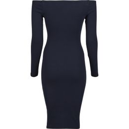 Urban Classics Damen Shirtkleid "Urban Classics Damen Ladies Off Shoulder Longsleeve Rib Dress", blau, Gr. XS, unifarben, 97% Baumwolle, 3% Elasthan,