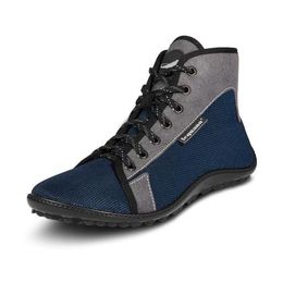 Leguano Damen Barfu&szlig;schuh "JASPAR", Gr. 36, blau, Textil, Schuhe, Bequemschuh, Schn&uuml;rboots mit speziell entwickelter Laufsohle