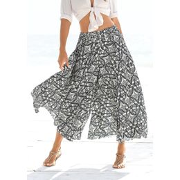 Lascana Damen Hosenrock "mit weitem Bein", blau, Gr. 42, bedruckt, Web, Obermaterial: 100% Polyester, R&ouml;cke, Alloverdruck, Culotte, weites Bein,