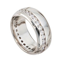 Jobo Damen Silberring, 54, Silber 925 (Sterlingsilber), silber, Silber 925 (Sterlingsilber), Fingerringe, breit 925 Silber mit Zirkonia rundum