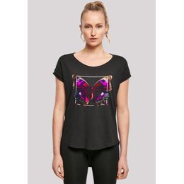 F4NT4STIC Damen T-Shirt "Pink Schmetterling LONG TEE", schwarz, Gr. XS, Obermaterial: 100% Baumwolle, Shirts, Print