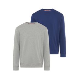 MAN'S WORLD MAN'S WORLD Herren Sweatshirt, blau, Basic, Gr. S, unifarben, angeraute Sweatware, Obermaterial: 60% Baumwolle, 40% Polyester. Obermaterial Melange: