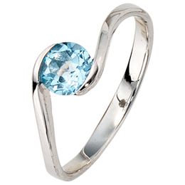 Jobo Damen Goldring, 60, Wei&szlig;gold 333, wei&szlig;, Wei&szlig;gold 333, Fingerringe, 333 Wei&szlig;gold mit Blautopas