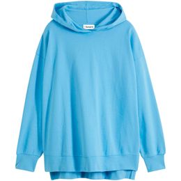 bonprix Damen Hoodie, blau, Gr. 36, Obermaterial: 100% Baumwolle, Sweatshirts, Oversize-Passform, aus Baumwolle, mit seitlichen Schlitzen