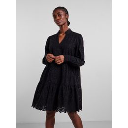 Y.A.S Damen Blusenkleid "YASHOLI LS DRESS S. NOOS", schwarz, Gr. XS, unifarben, Web, Obermaterial: 100% Baumwolle, Kleider, Sommerkleid