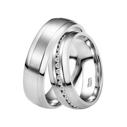 DOOSTI Damen Trauring "Schmuck Geschenk Edelstahl Trauring Ehering Partnerring LIEBE", 54,mit Zirkonia, Edelstahl, 6mm, silber, Edelstahl,