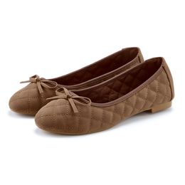 Lascana Damen Ballerina "Slipper, Schl&uuml;pfschuh, Freizeitschuh, Slip-On-Sneaker", Gr. 36, braun, Obermaterial: 100% Lederimitat. Decksohle: 100%