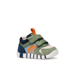 Geox Baby Lauflernschuh "B IUPIDOO BOY", Gr. 21olivgr&uuml;n, navy, Leder, Lederimitat, Textil, Schuhe, Babyschuh mit farbigen Bes&auml;tzen, Gr&ouml;&szlig;enschablone