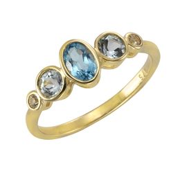 Vivance Damen Fingerring "375/- Gelbgold mit Blautopas/Wei&szlig;topas", 054 (17,2), Gold, gelb, Gold, Fingerringe